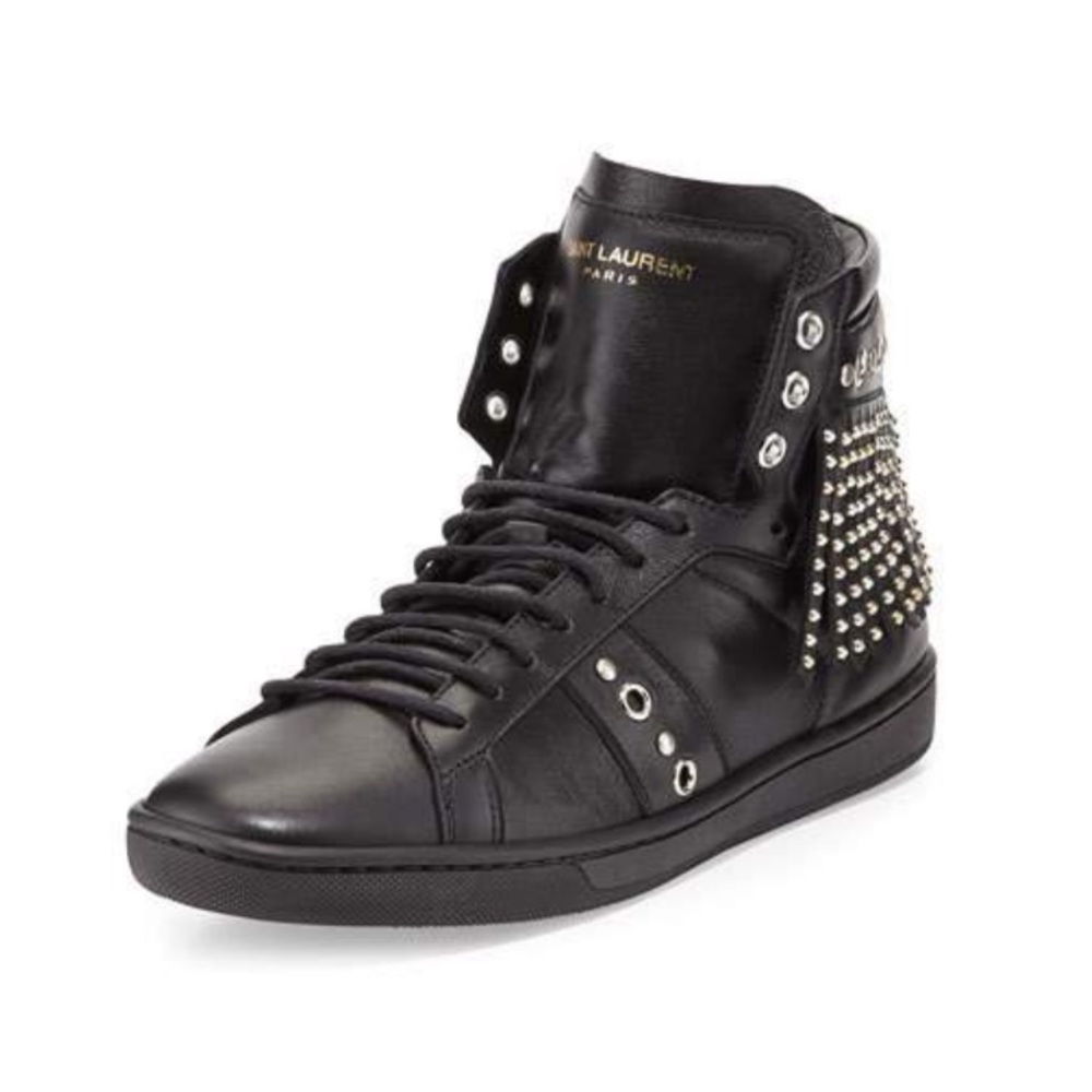Saint Laurent Studded Fringe High Top Sneakers - Gem